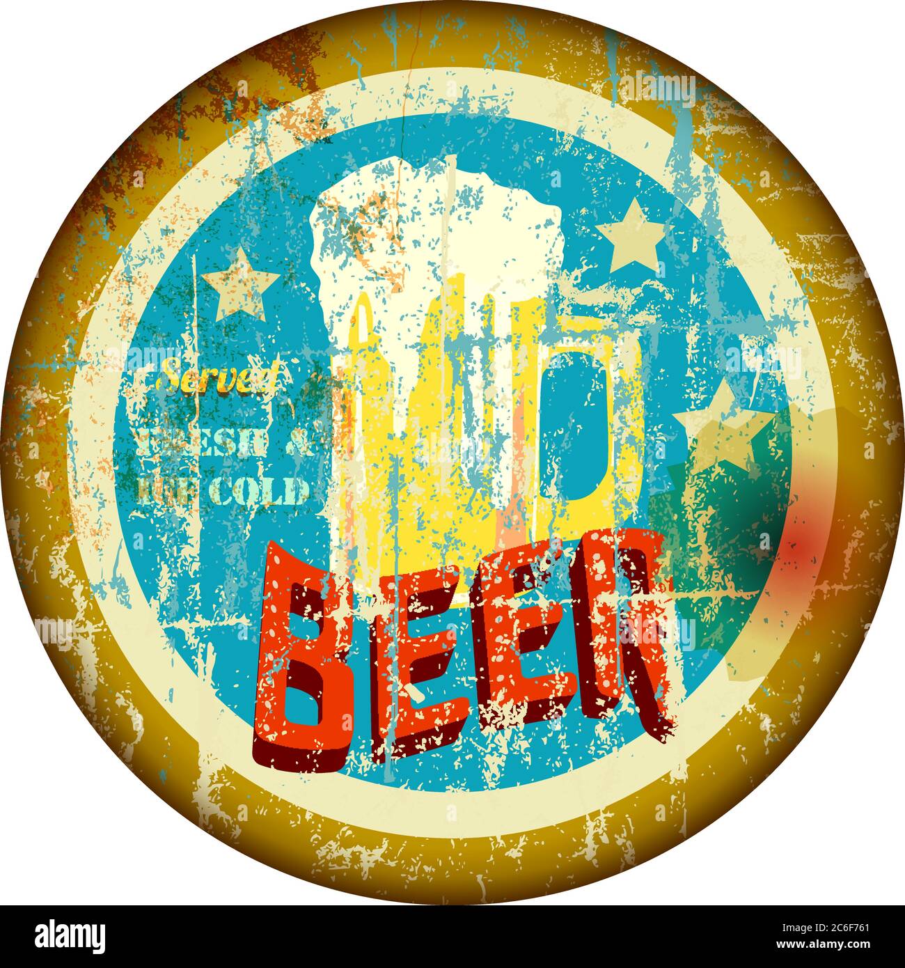 vintage rusty beer sign, vector illustration Stock Vector Image & Art ...