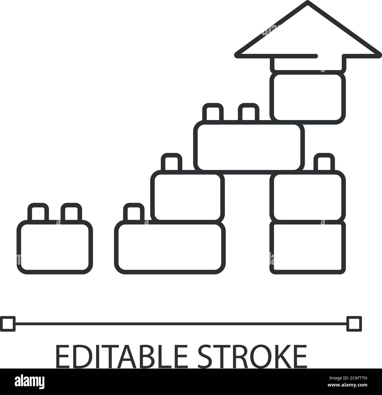 Construction toy pixel perfect linear icon. Building blocks. Colors and ...