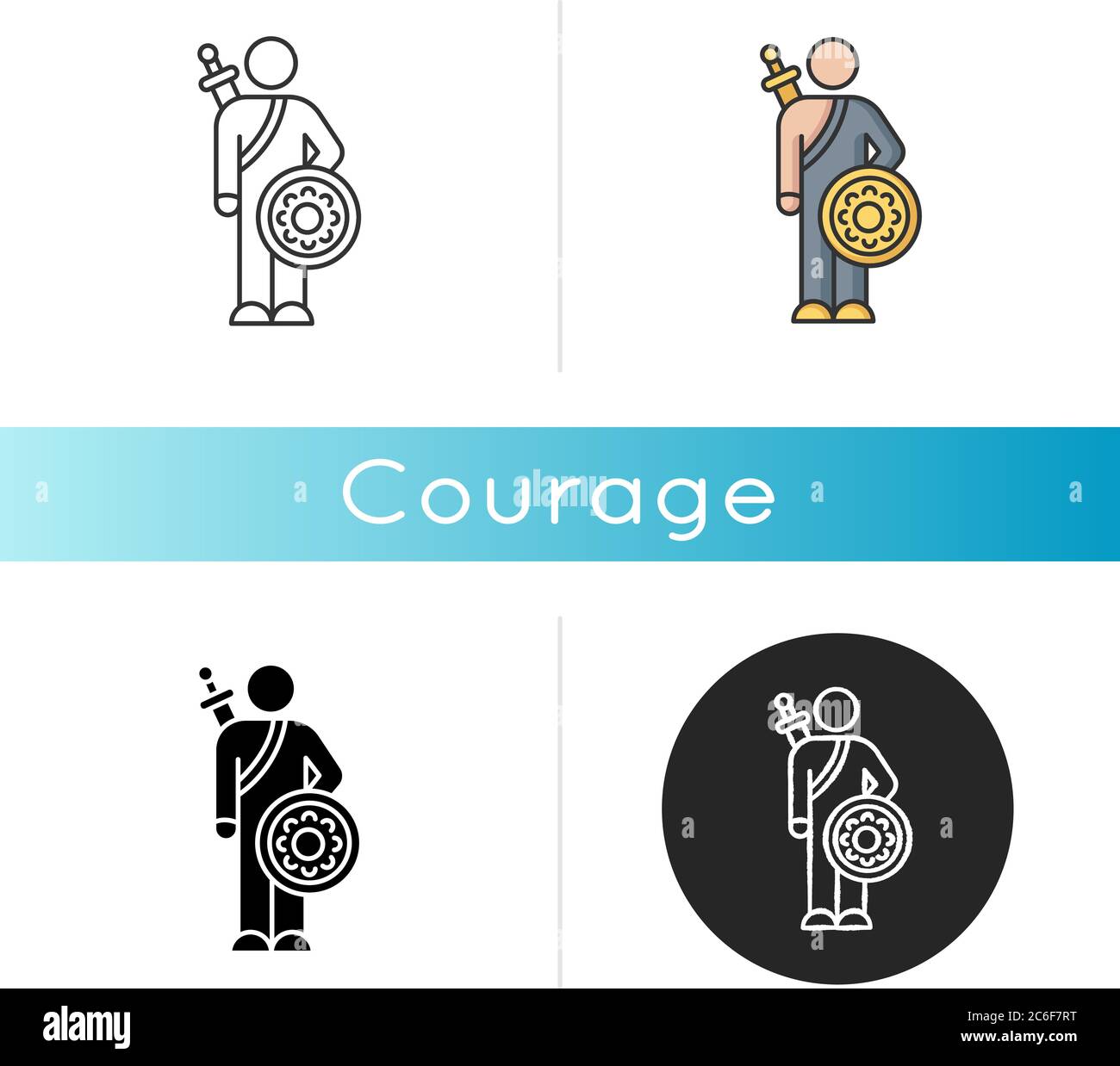 Courage icon. Feeling of bravery, fearlessness. Human psychology ...
