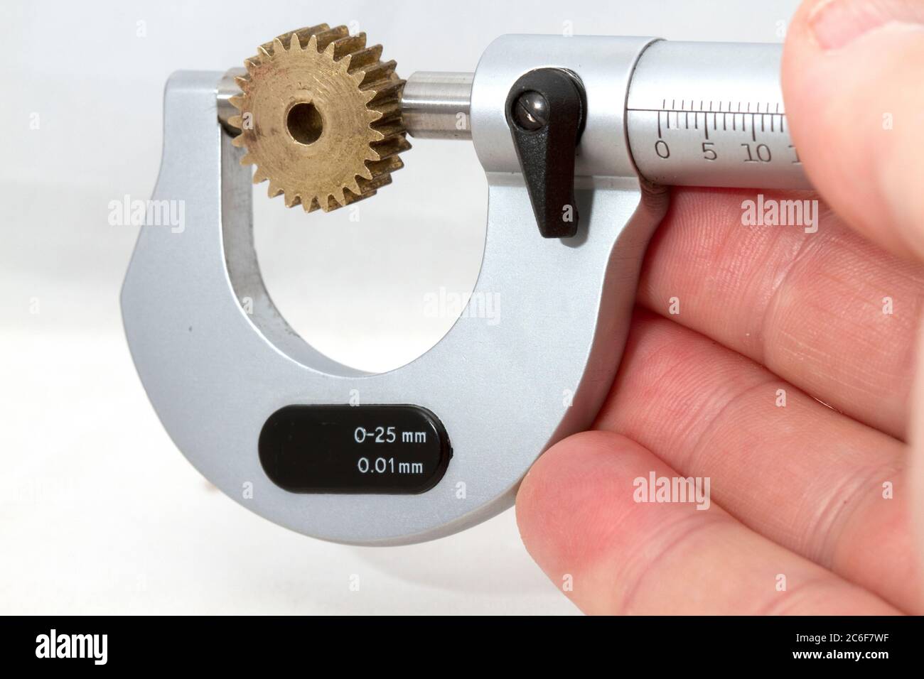 This is a close up image of an engineering micrometer used for the ...