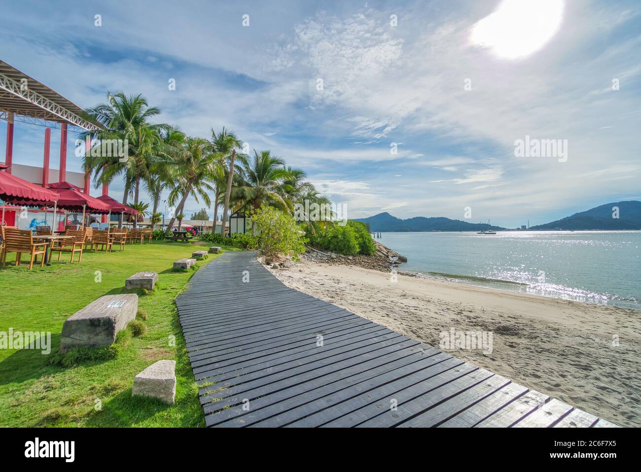 Beach and landscape view of Lumut Beach in Malaysia. Holidays Concept ...