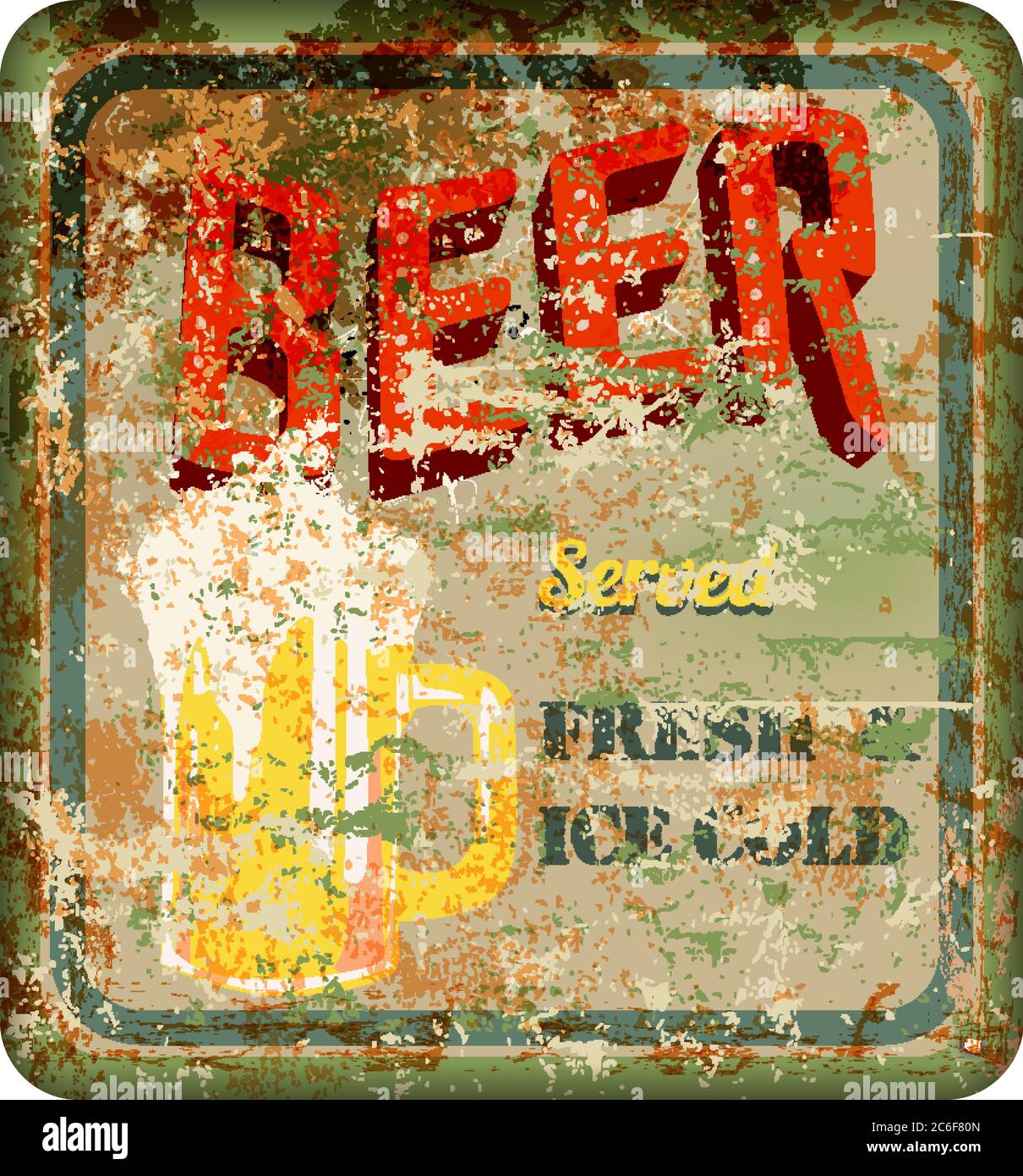 vintage rusty beer sign, vector illustration Stock Vector Image & Art ...