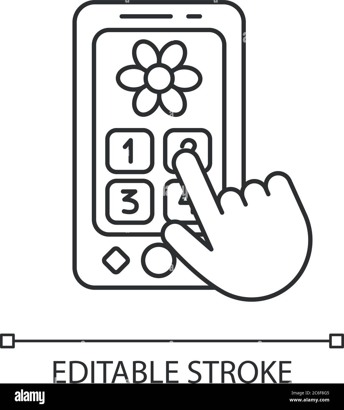 Playphone pixel perfect linear icon. Pretend telephone for toddlers ...
