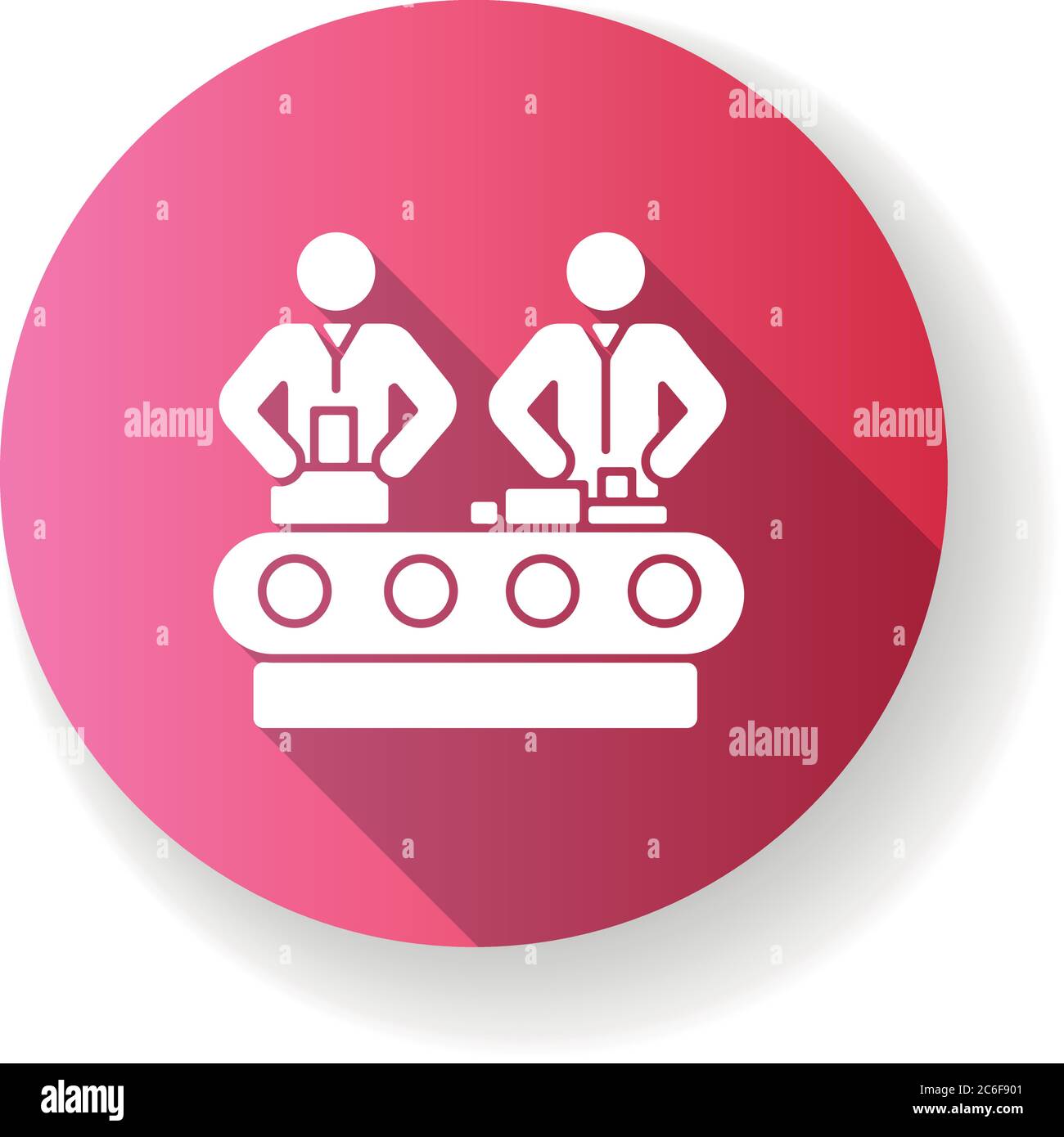 Assembly pink flat design long shadow glyph icon. Manufacturing process ...