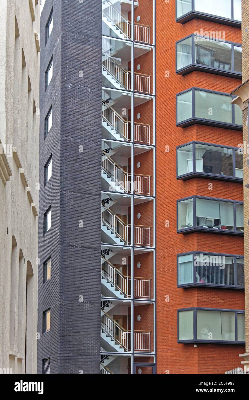 Stairway Fire Escape in Tall Condo Building Stock Photo - Alamy