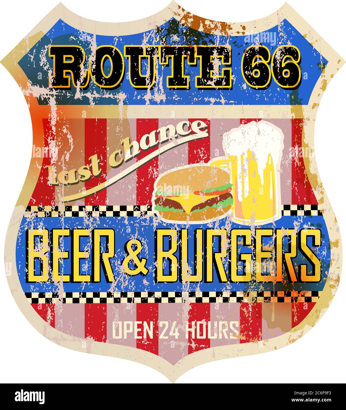 Vintage route 66 diner sign,old fast food restaurant advertsing sign ...