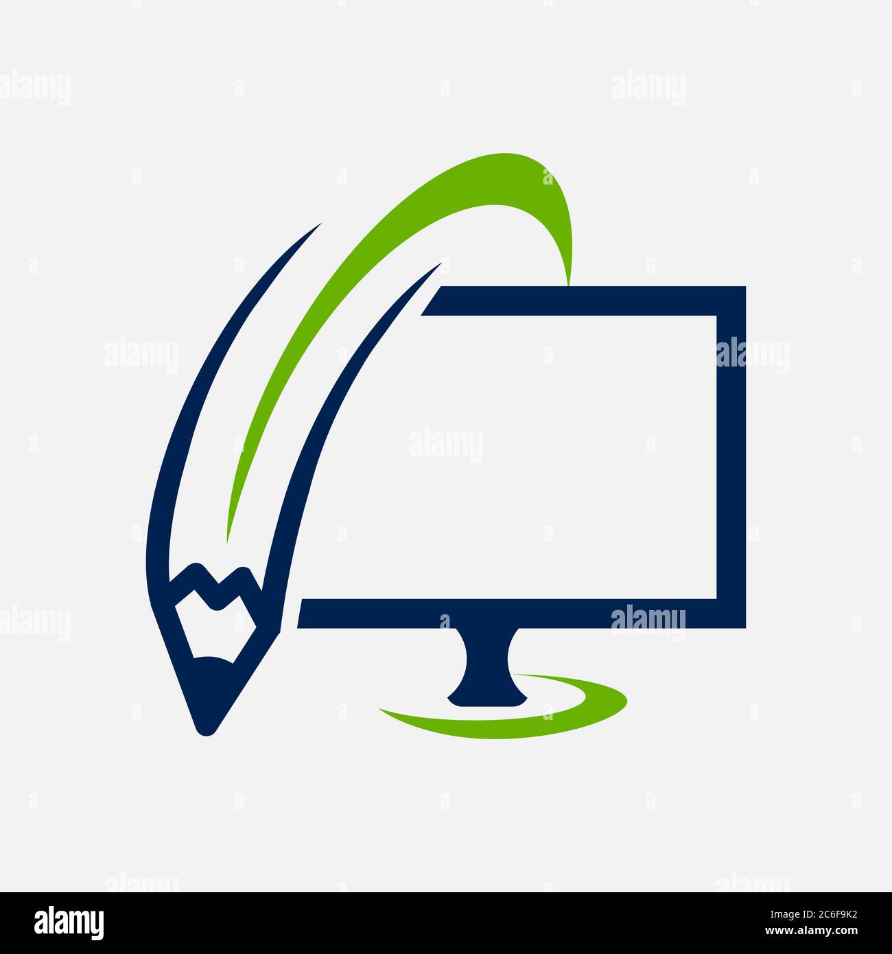 Computer symbol icon vector with pencil. Computer service symbol design ...