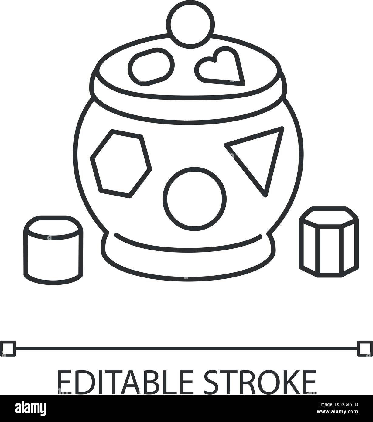 Shape sorter pot pixel perfect linear icon. Color and shape ...