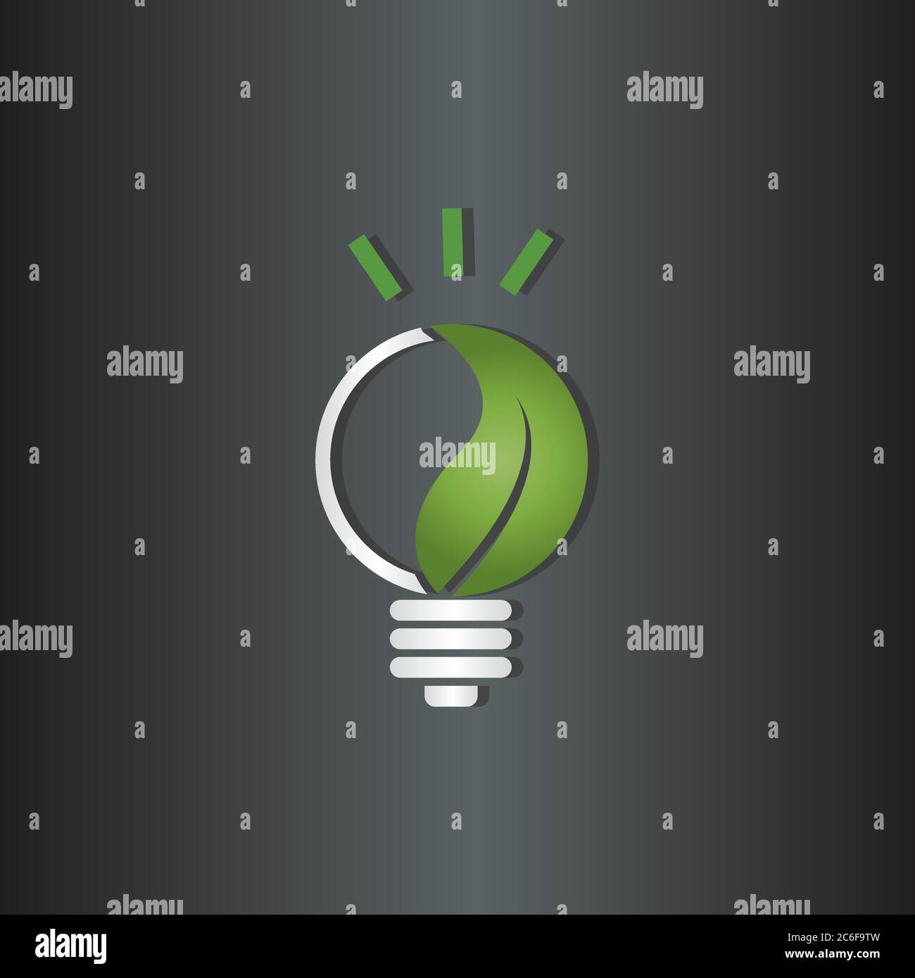 Light bulb icon symbol with leaf incolor white and green. Light bulb in ...