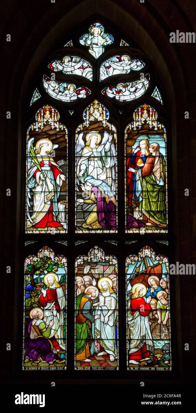 EDINBURGH SCOTLAND OCT 11: Stained glass window in the St Giles ...