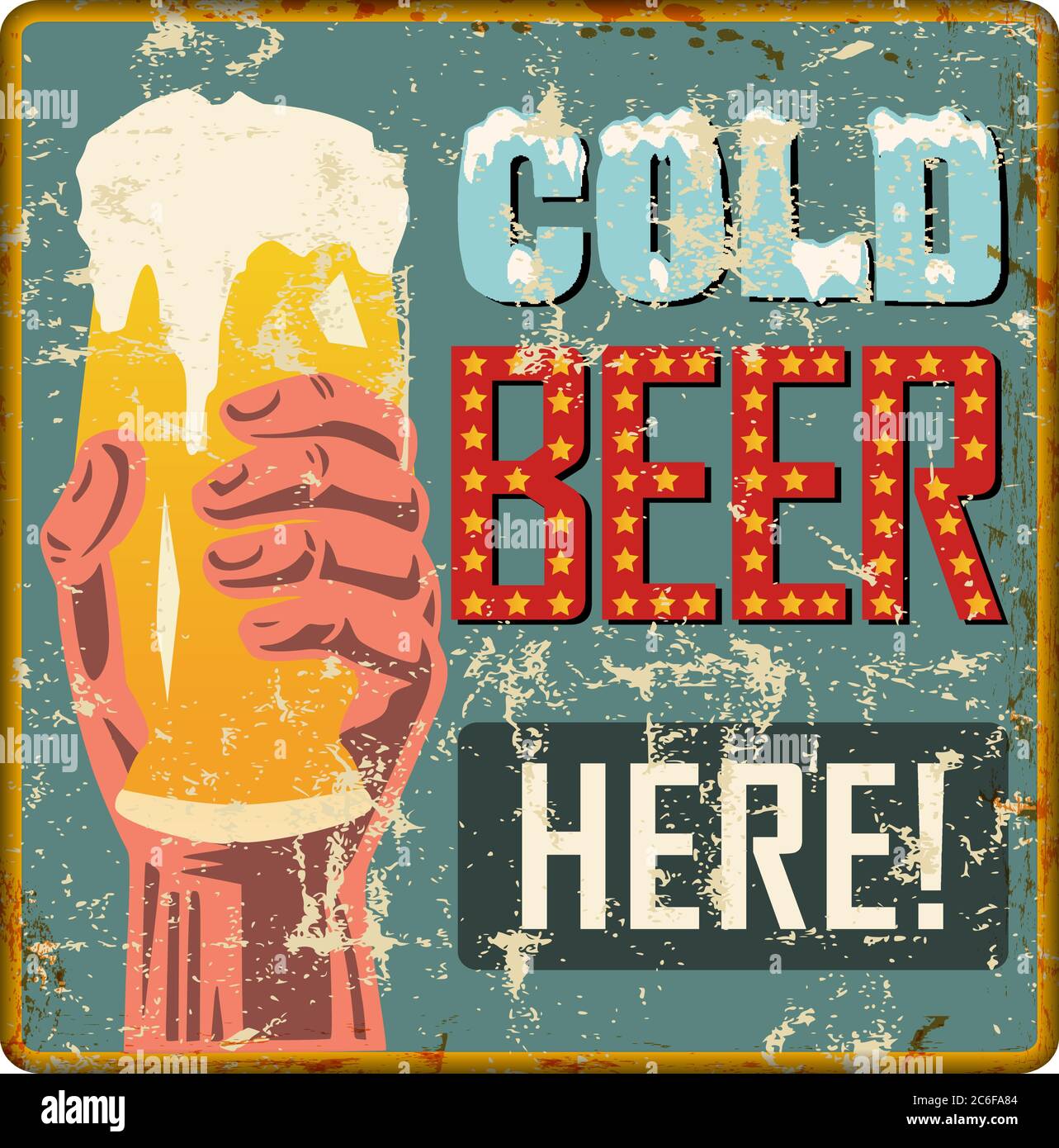 vintage rusty beer advertisign sign or pub / bar sign, vector ...