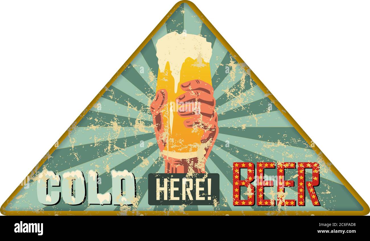 vintage rusty beer advertisign sign or pub / bar sign, vector ...