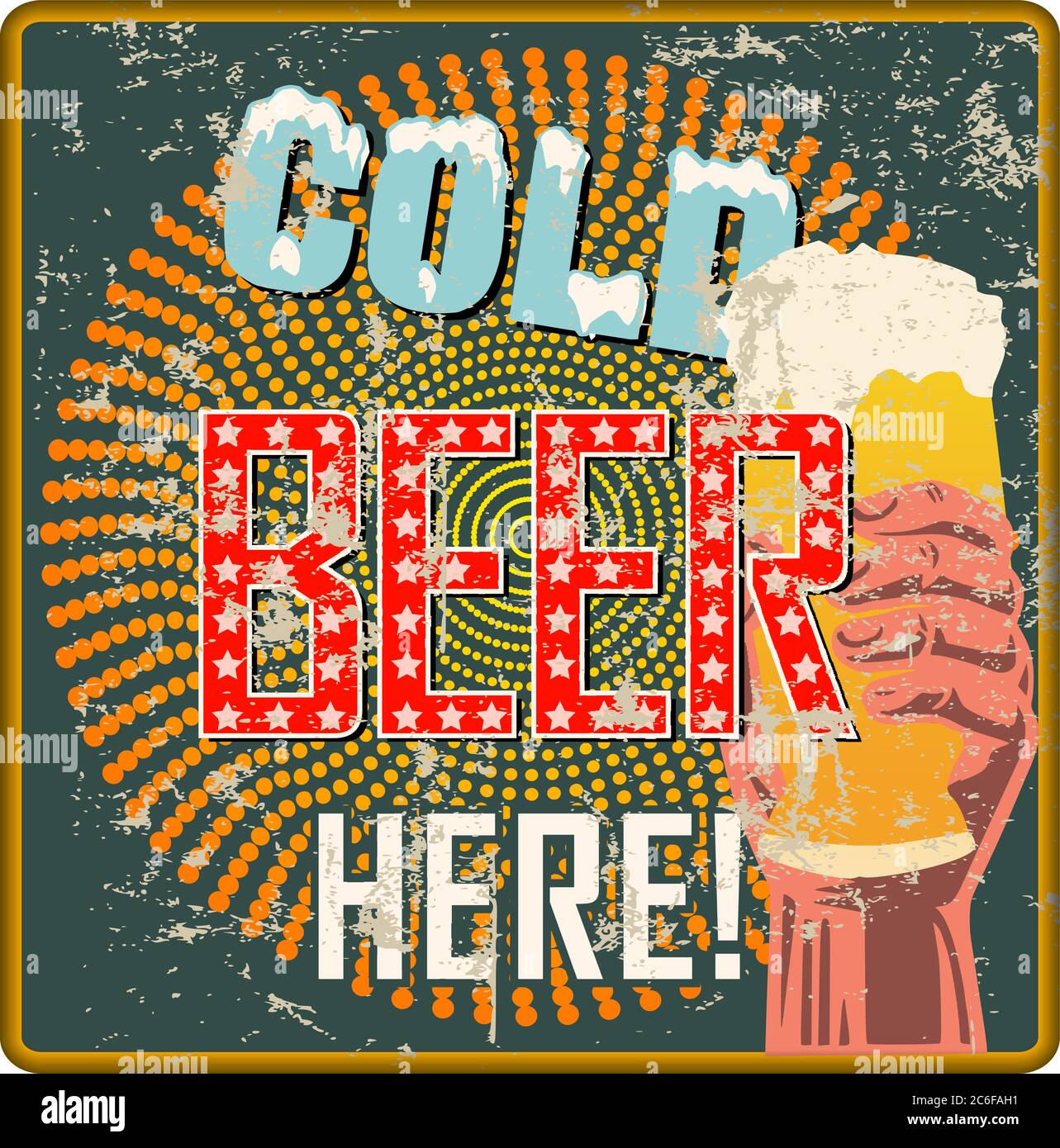 vintage rusty beer advertisign sign or pub / bar sign, vector ...