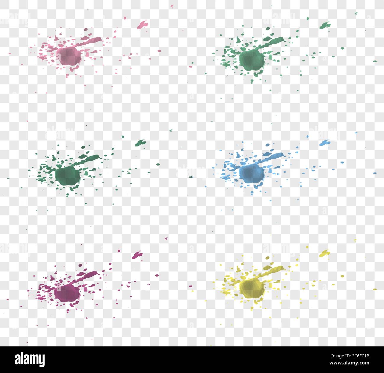 collection of transparent paint or watercolor splashes isolated on ...