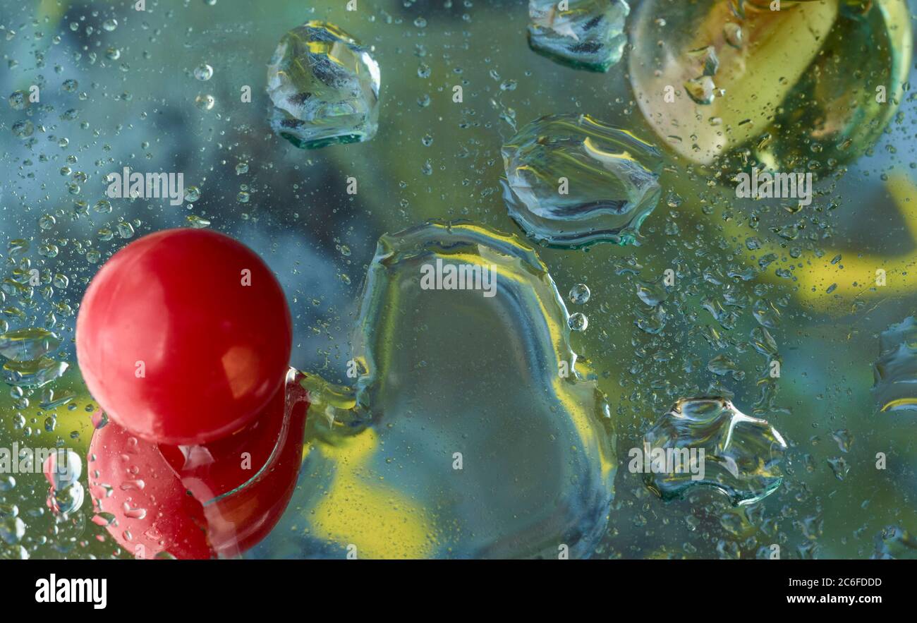 Red colour, water drops on solid background symbolising passion Stock ...