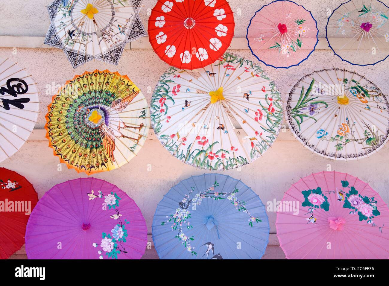 Paper Sun Shades, Chinatown, Los Angeles, California, USA Stock Photo ...