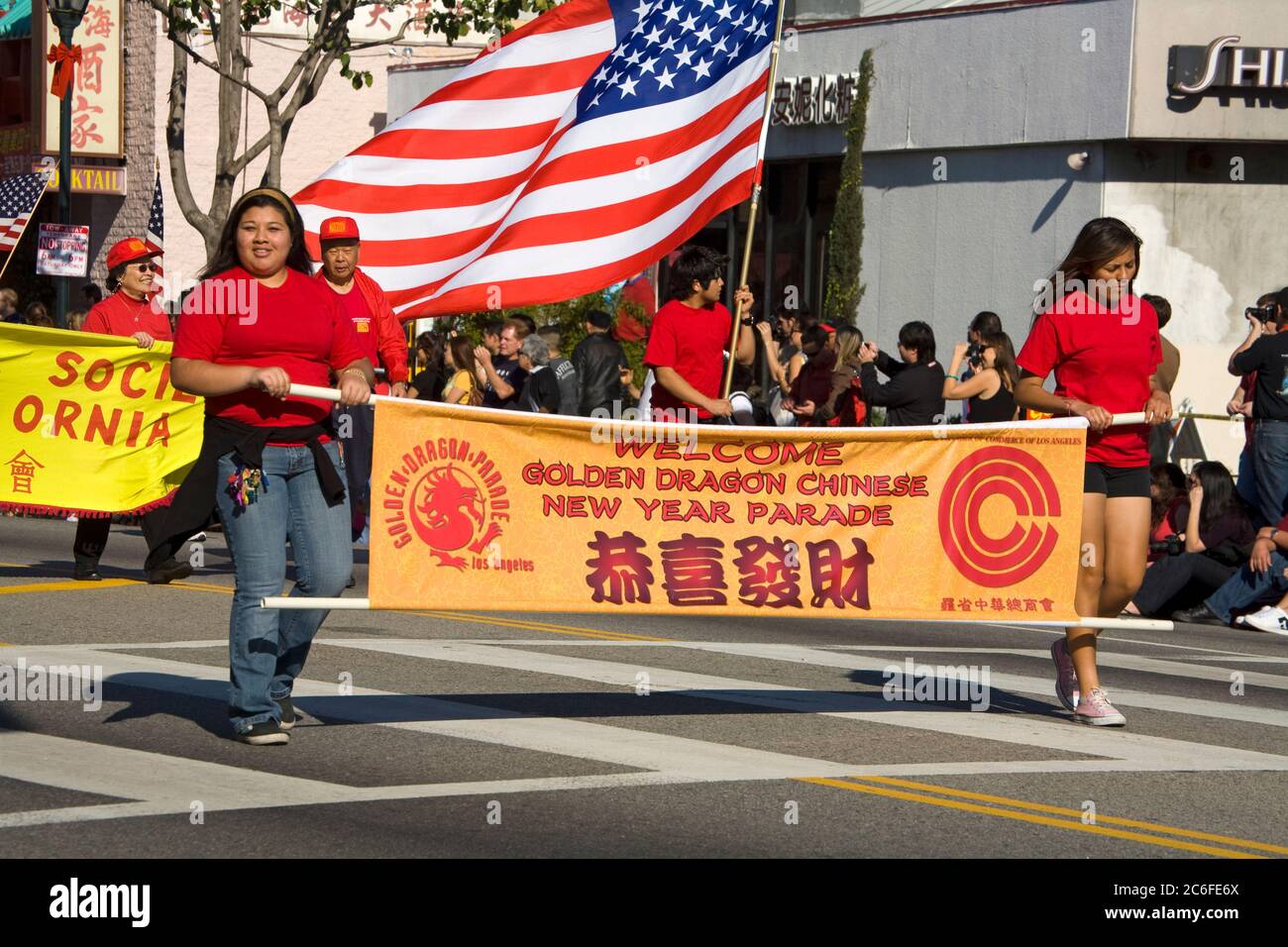 Chinese parade american flag hi-res stock photography and images - Alamy