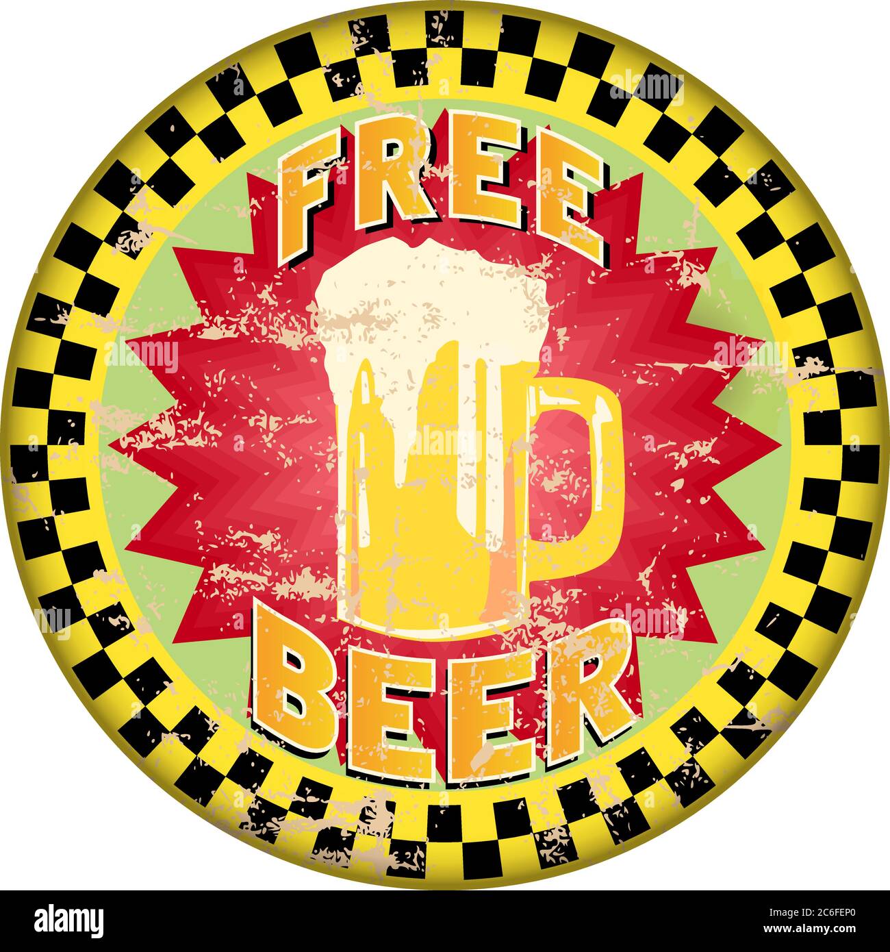 retro free beer advertising sign, vector illustration,fictional artwork ...