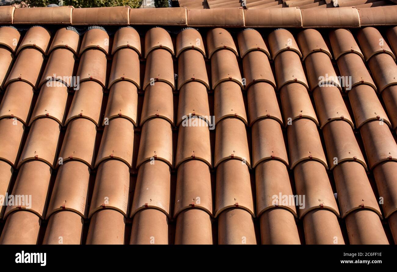 Tiles on old castle roof, architecture background. Brown roof tiles ...