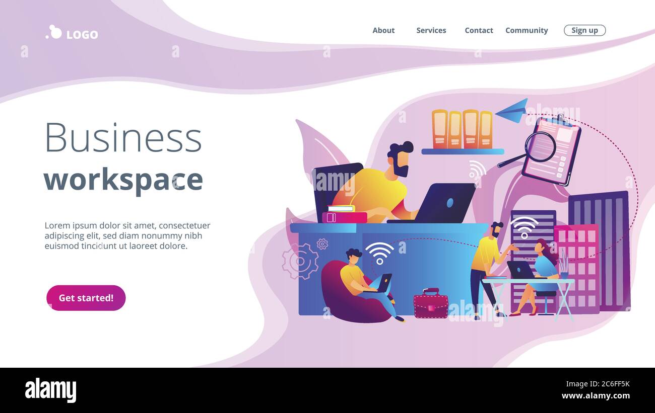 On-demand urban workspace concept landing page Stock Vector Image & Art ...