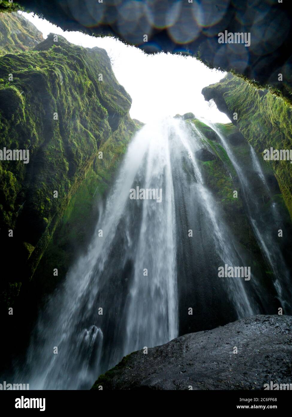 low angle photography of the hidden refreshing Gljufrabui waterfall ...