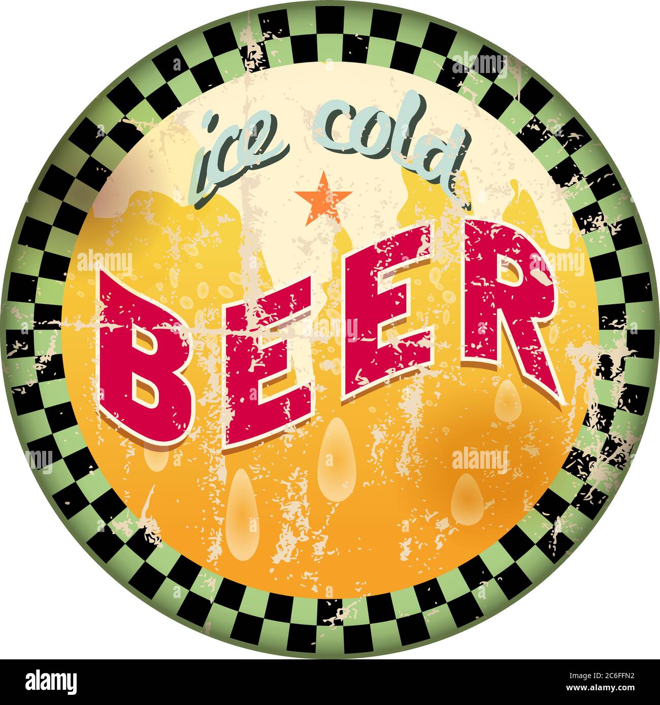 retro beer advertising sign, vector illustration,free copy space Stock ...