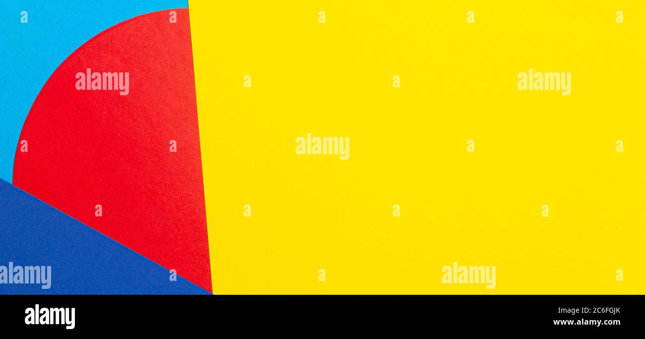 Abstract geometric shape yellow, blue, red color paper banner ...