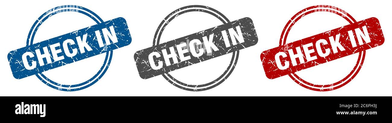 check in stamp. check in sign. check in label set Stock Vector Image ...