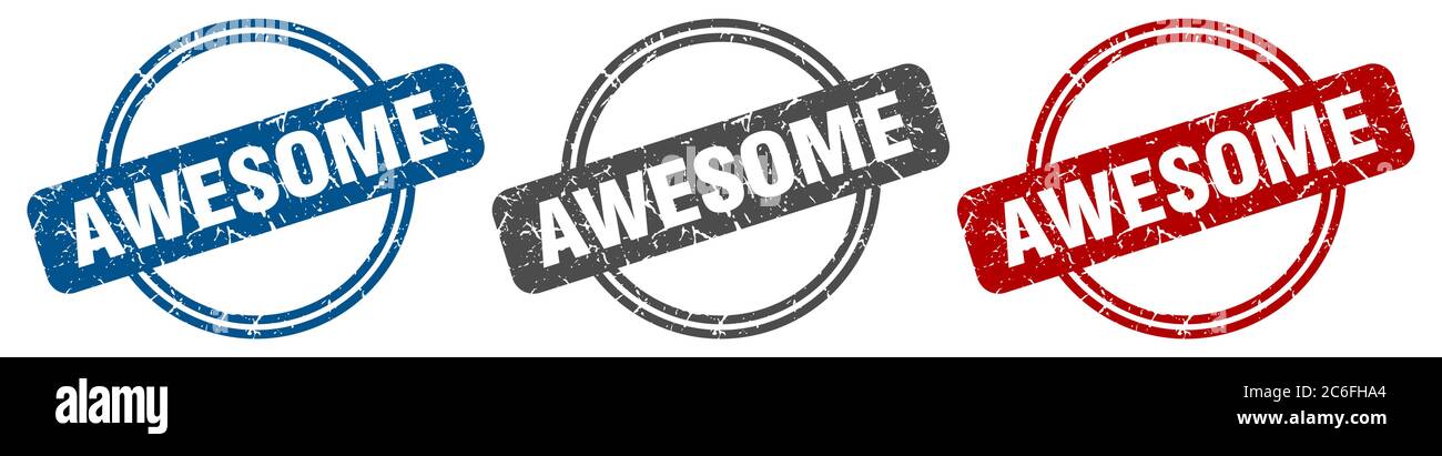 awesome stamp. awesome sign. awesome label set Stock Vector Image & Art ...