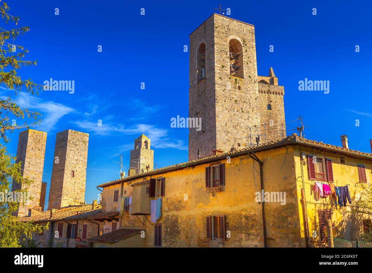 San Gimignano, Tuscany, Italy old towers in typical italian medieval ...