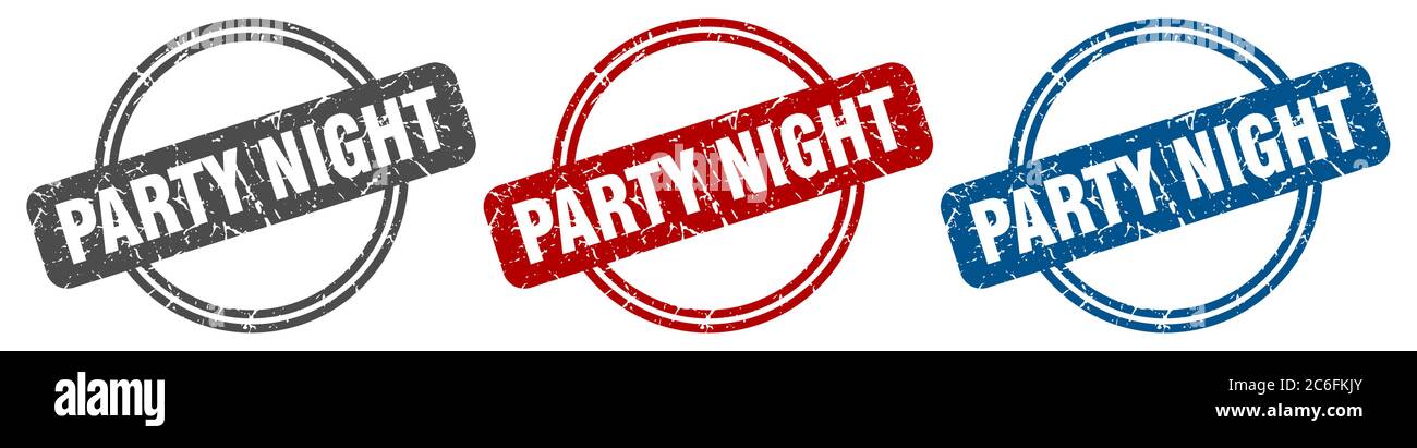 party night stamp. party night sign. party night label set Stock Vector ...