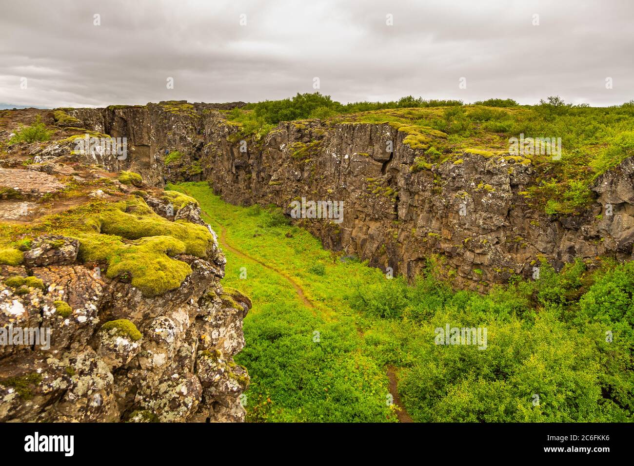 View of the rift valley that marks the crest of the Mid-Atlantic Ridge ...