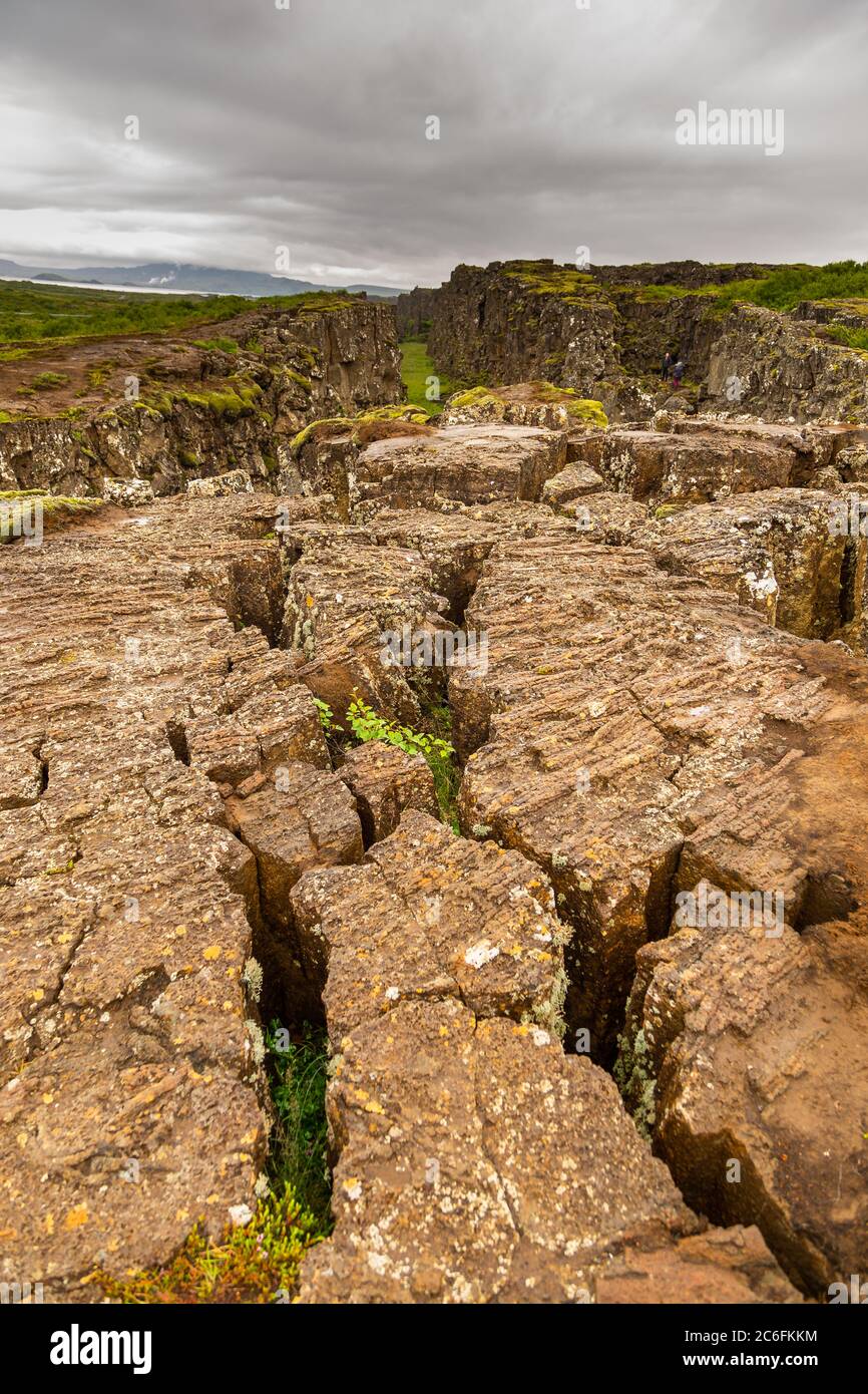 View of the rift valley that marks the crest of the Mid-Atlantic Ridge ...