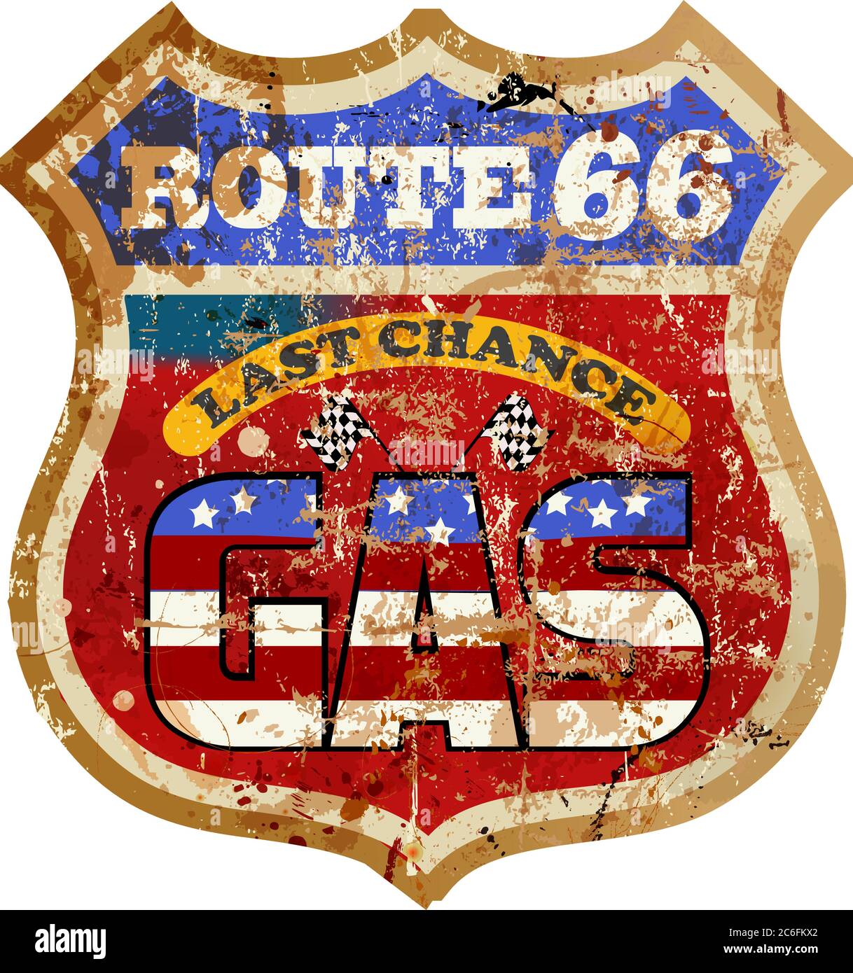 vintage route 66 gas sation sign, retro style vector illustration ...