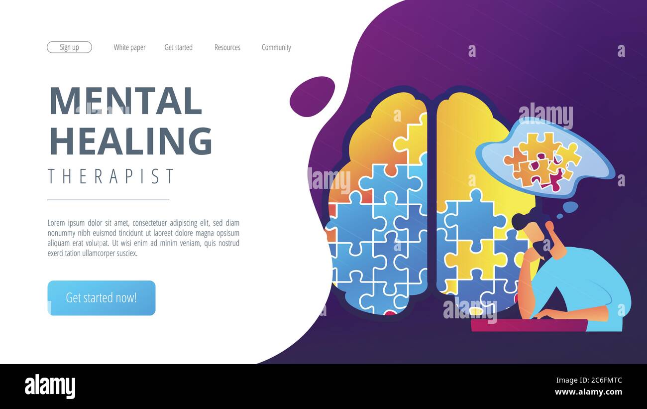 Mental health care landing Stock Vector Images - Alamy
