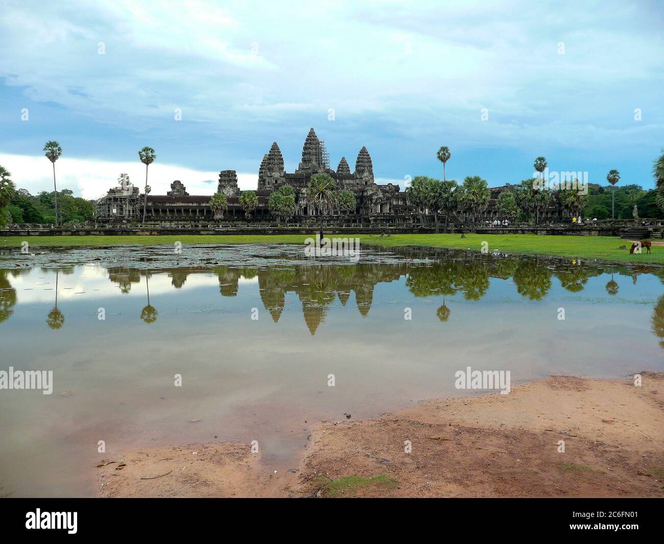 Angkor Wat temple with reflection in water, Siem Reap in Cambodia Stock ...