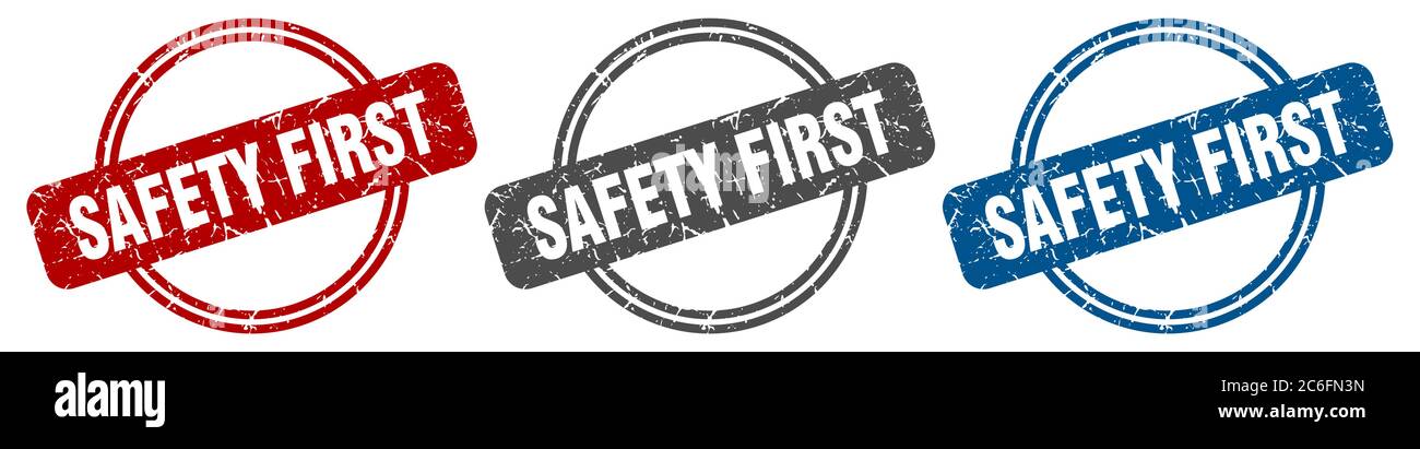 safety first stamp. safety first sign. safety first label set Stock ...