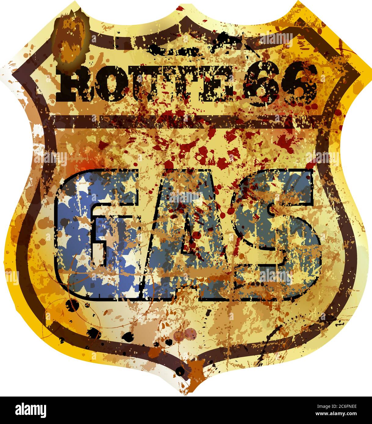 vintage route 66 gas sation sign, retro style vector illustration ...