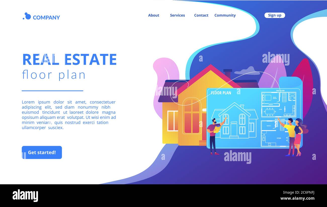 Real estate floor plan concept landing page Stock Vector Image & Art ...