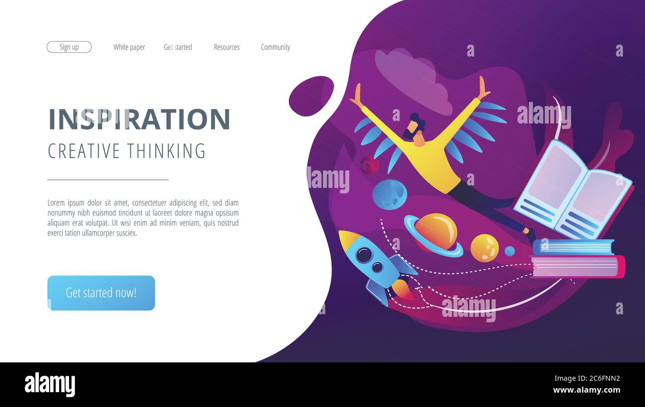 Inspiration and creative thinking landing page Stock Vector Image & Art ...