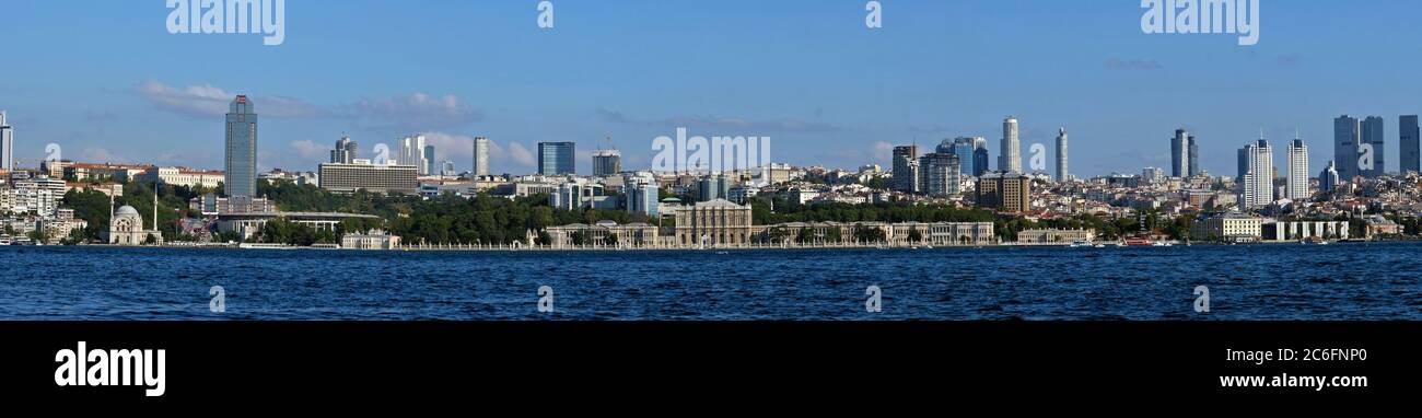 Panoramic view of The Bosphorus Strait in Istanbul,Turkey Stock Photo ...