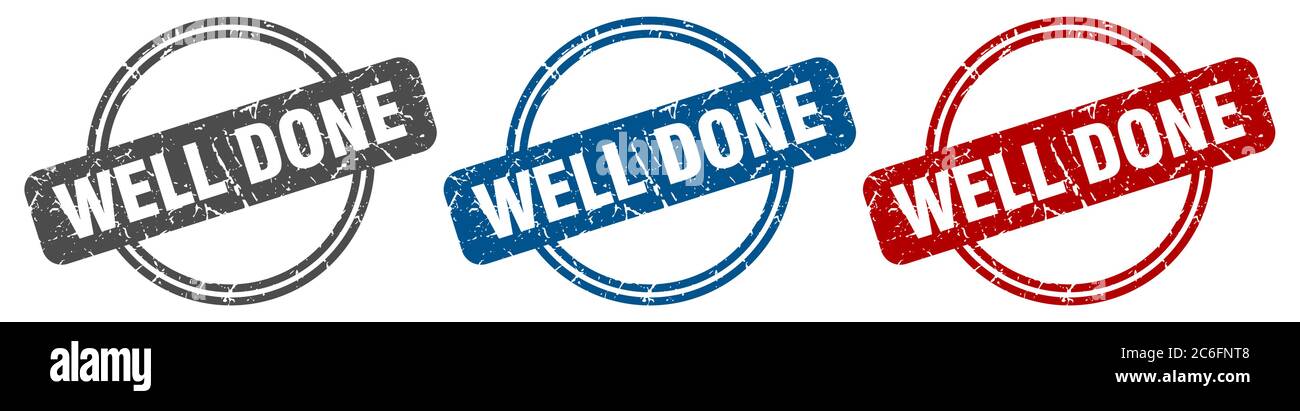 well done stamp. well done sign. well done label set Stock Vector Image ...