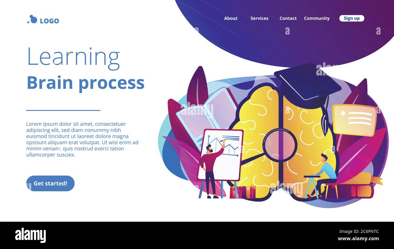 Learning and brain process landing page Stock Vector Image & Art - Alamy