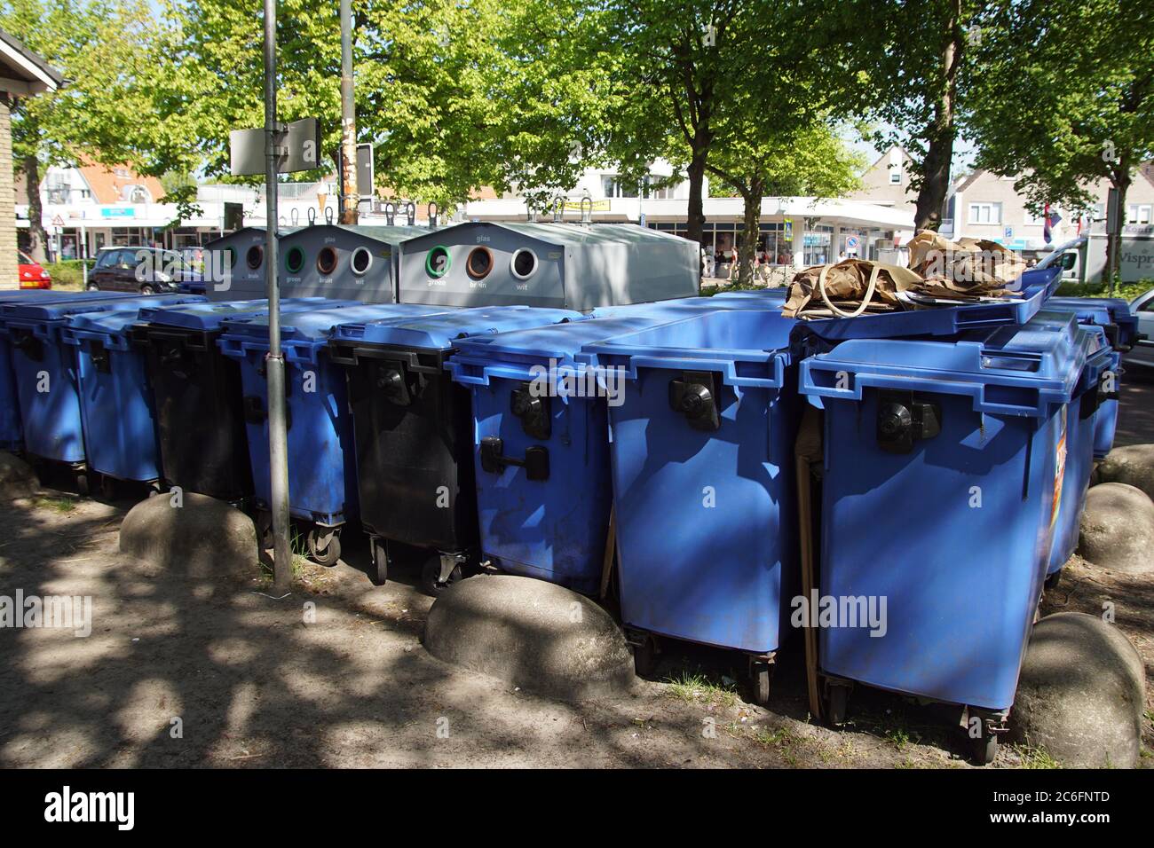 Plastic containers to collect waste paper in the Dutch village of ...