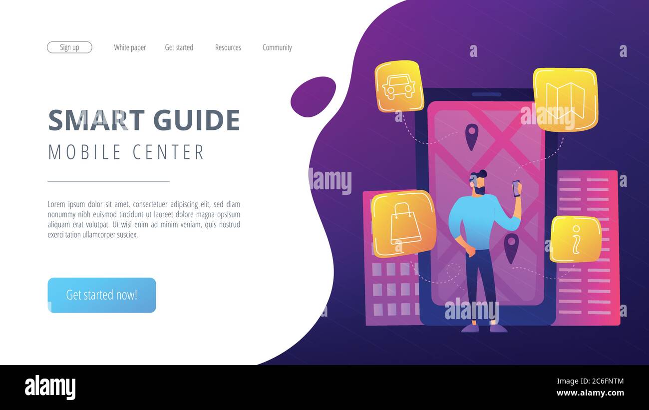 Smart guide and mobile center landing page Stock Vector Image & Art - Alamy