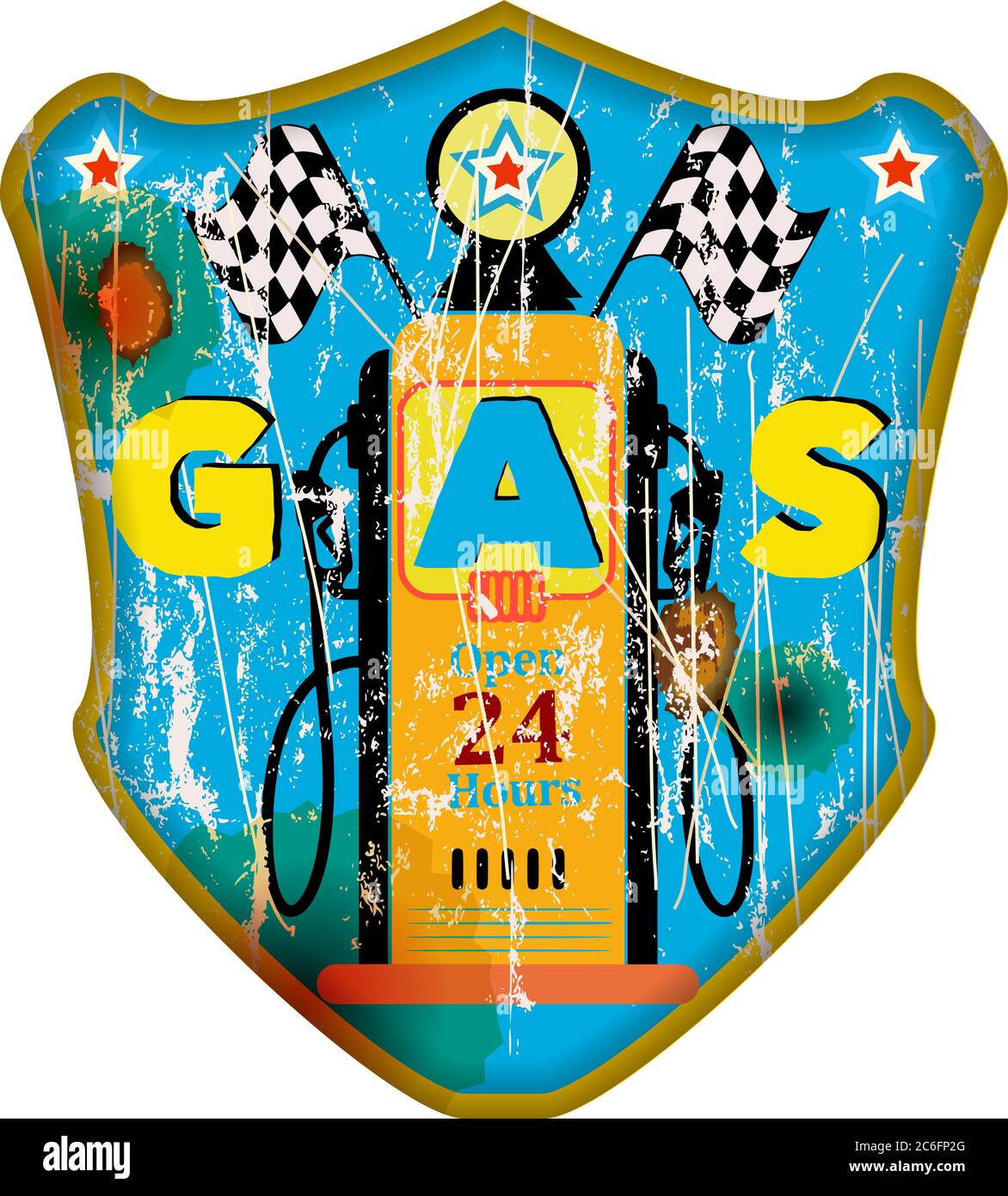 vintage route 66 gas sation sign, retro style vector illustration ...