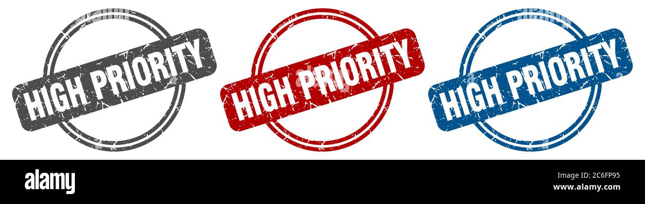 high priority stamp. high priority sign. high priority label set Stock ...