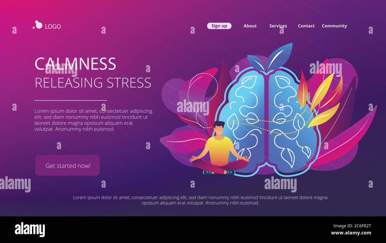 Calmness and releasing stress concept landing page Stock Vector Image ...