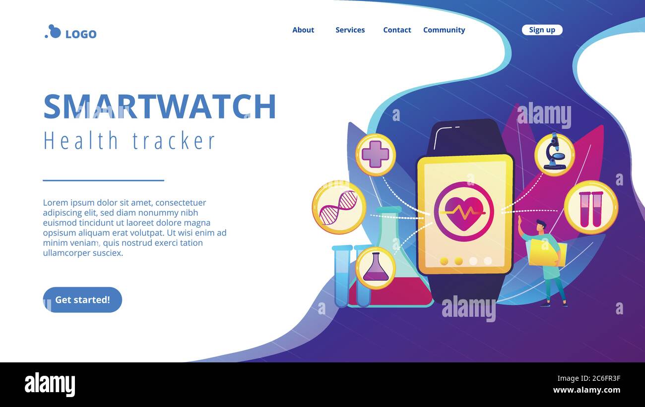 Smartwatch health tracker concept landing page Stock Vector Image & Art ...