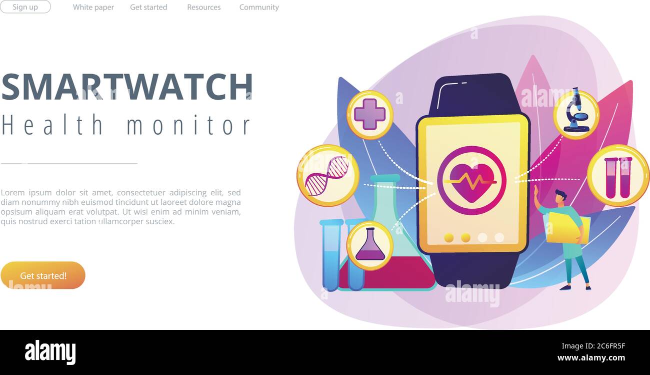 Smartwatch health tracker concept landing page Stock Vector Image & Art ...